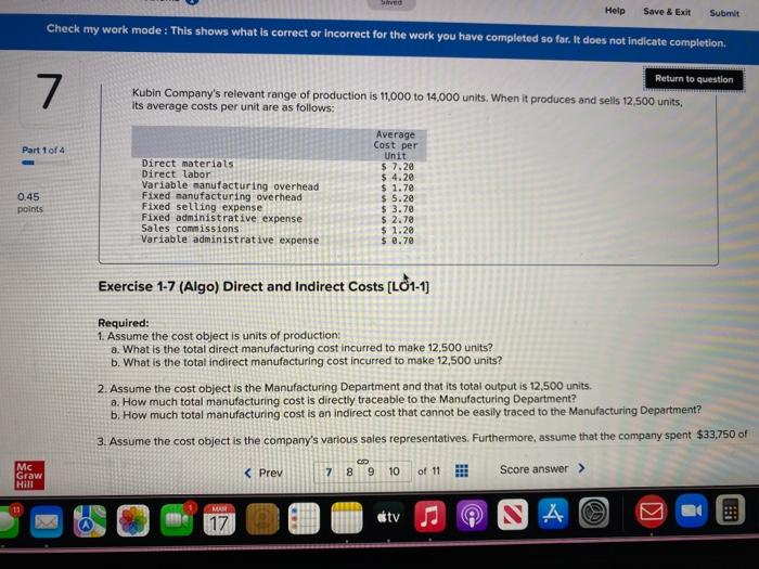 Solved Sed Help Save & Exit Submit Check my work mode : This | Chegg.com