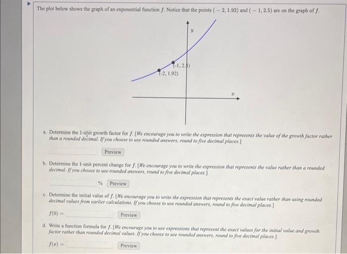 Solved The plot below shows the graph of an exponential | Chegg.com
