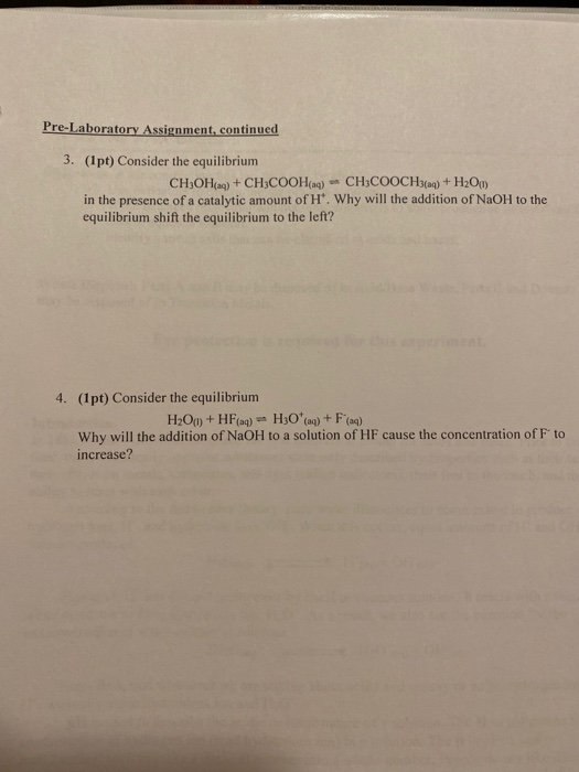 Solved Pre-Laboratory Assignment, continued 3. (1pt) | Chegg.com