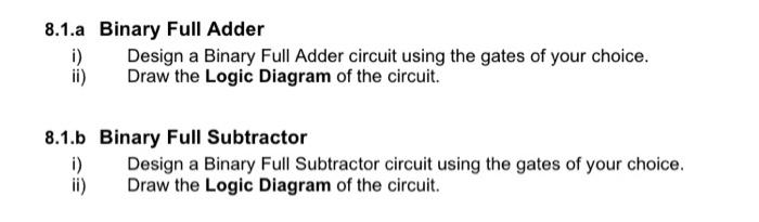 Solved 8.1.c 2-bit Binary Adder-Subtractor Design a 2-bit | Chegg.com