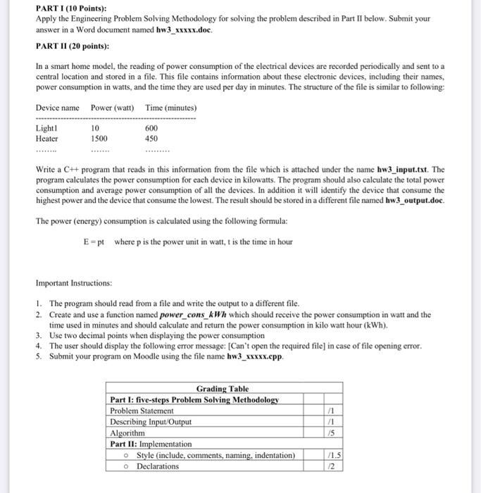 Solved PART I (10 Points): Apply the Engineering Problem | Chegg.com