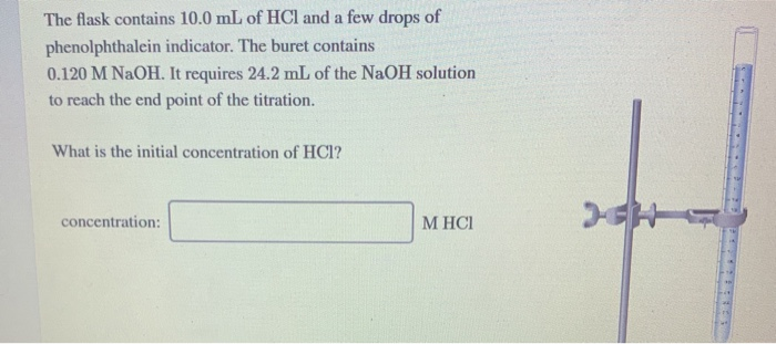 Solved The flask contains 10.0 mL of HCl and a few drops of | Chegg.com