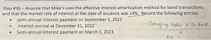 Solved Step #3b-Assume that Mika's uses the effective | Chegg.com