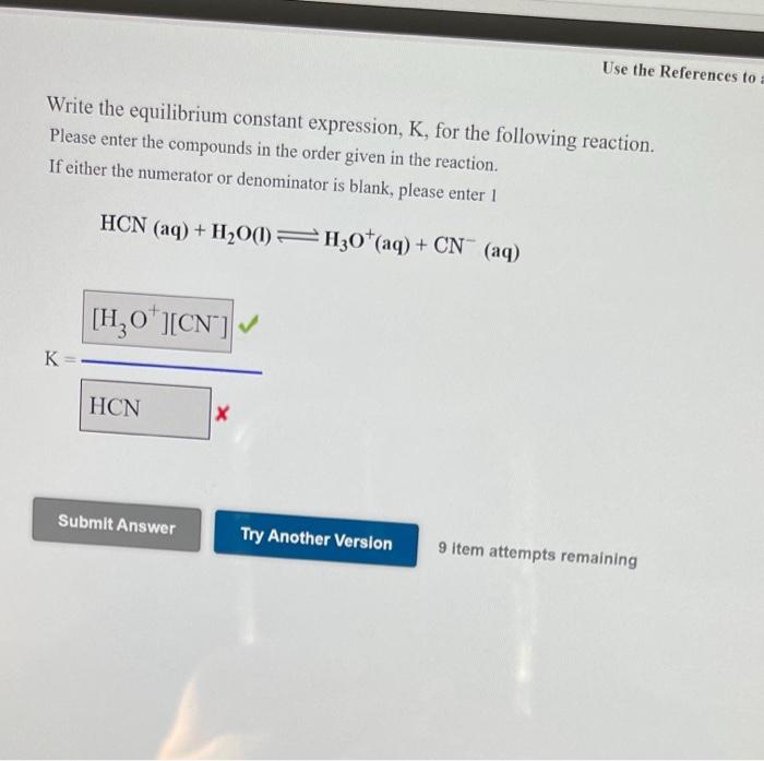 Solved Use the References to a Write the equilibrium | Chegg.com