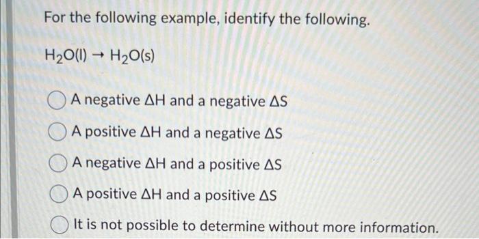 Solved For the following example, identify the following. | Chegg.com