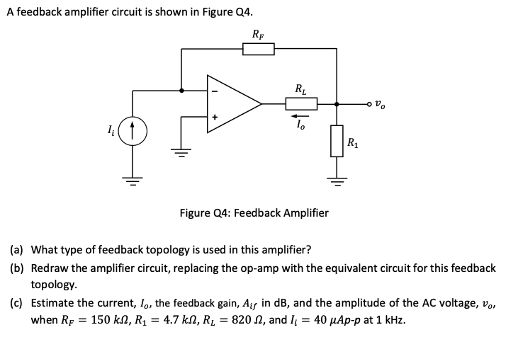 Solved A feedback amplifier circuit is shown in Figure | Chegg.com