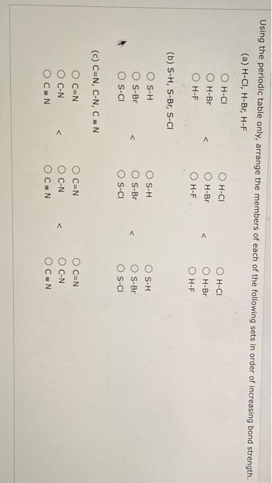 Solved Using the periodic table only, arrange the members of | Chegg.com