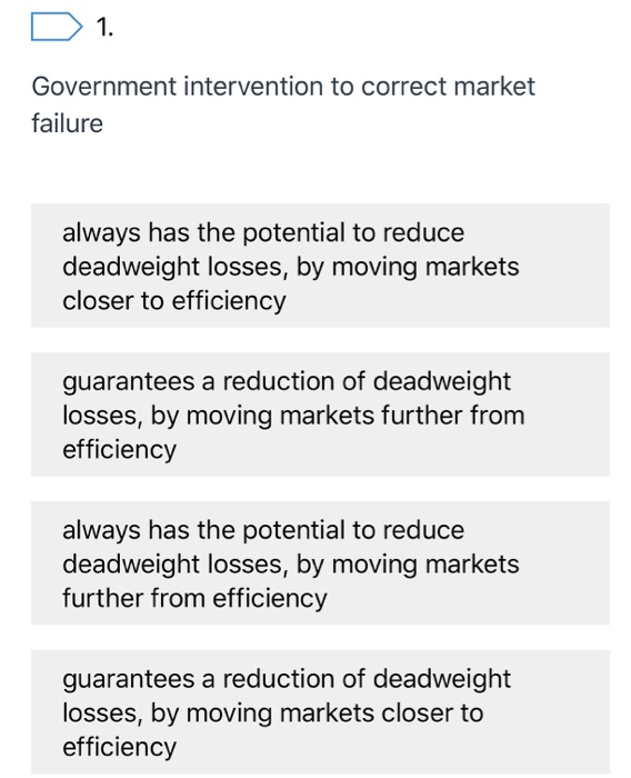 Solved 1. Government intervention to correct market failure | Chegg.com