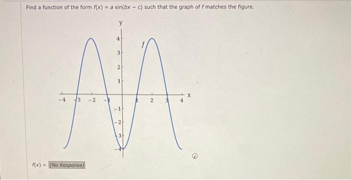 Solved Find a function of the form f(x)=asin(bx−c) such that | Chegg.com