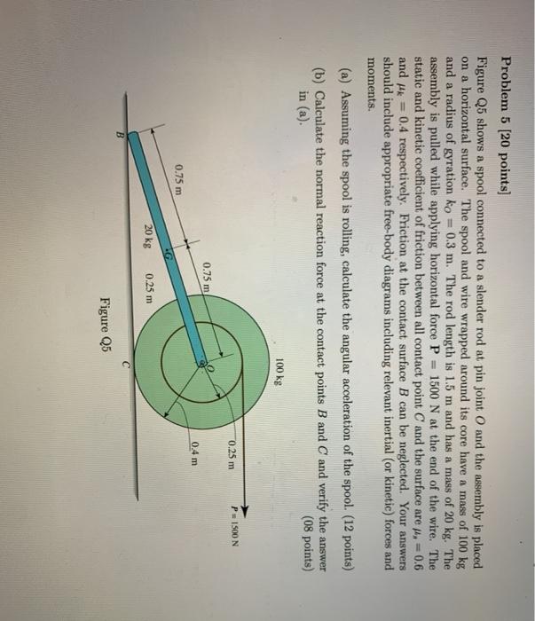 Solved Problem 5 (20 points) Figure Q5 shows a spool | Chegg.com