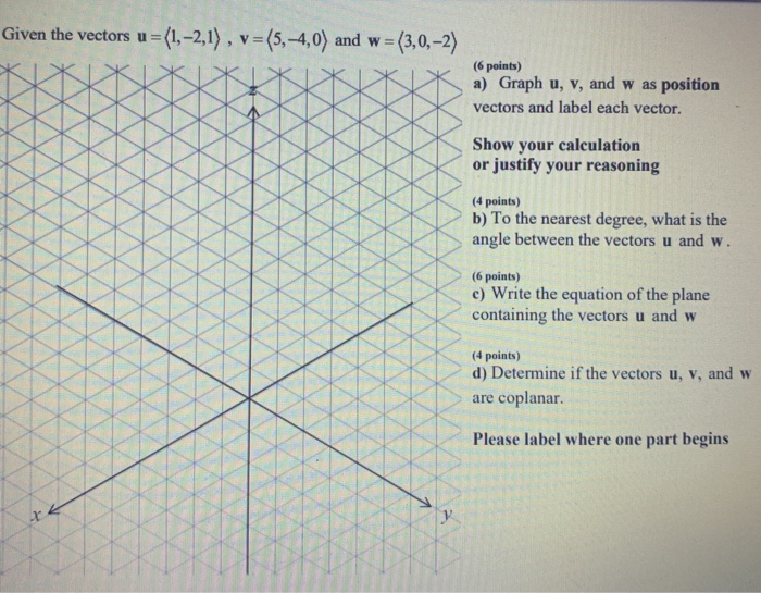Solved Given the vectors u = (1, -2,1), v= {5,–4,0) and w = | Chegg.com