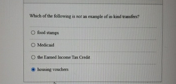 Solved Which of the following is not an example of in-kind | Chegg.com