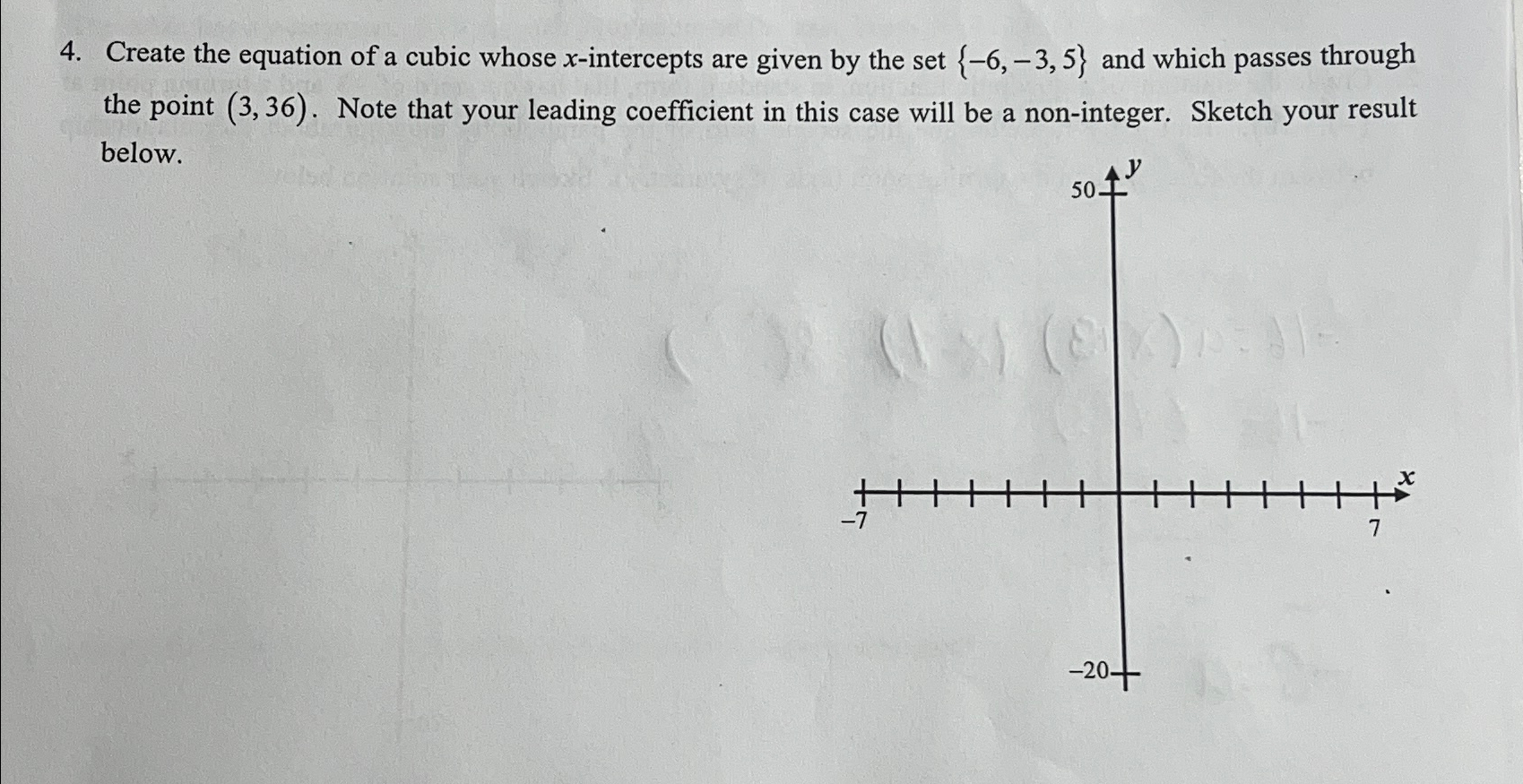 Create the equation of a cubic whose x-intercepts are | Chegg.com
