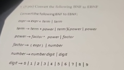 Solved -. (5pts) ﻿Convert the following BNF to EBNFconvert | Chegg.com