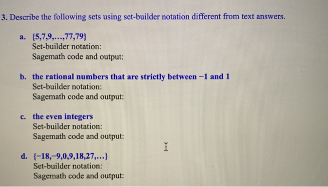 Solved Describe the following sets using set-builder | Chegg.com