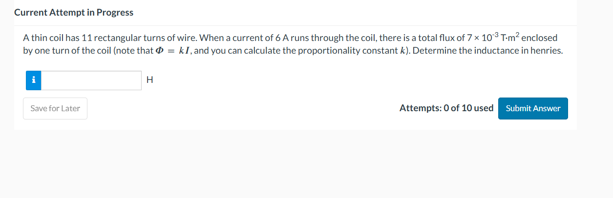 Solved Current Attempt in ﻿ProgressA thin coil has 11 | Chegg.com