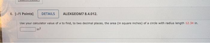 Solved 4. [-/1 Points) DETAILS ALEXGEOM7 8.2.015. Find the | Chegg.com Solved 4. [-/1 Points) DETAILS ALEXGEOM7 8.2.015. Find the | Chegg.com