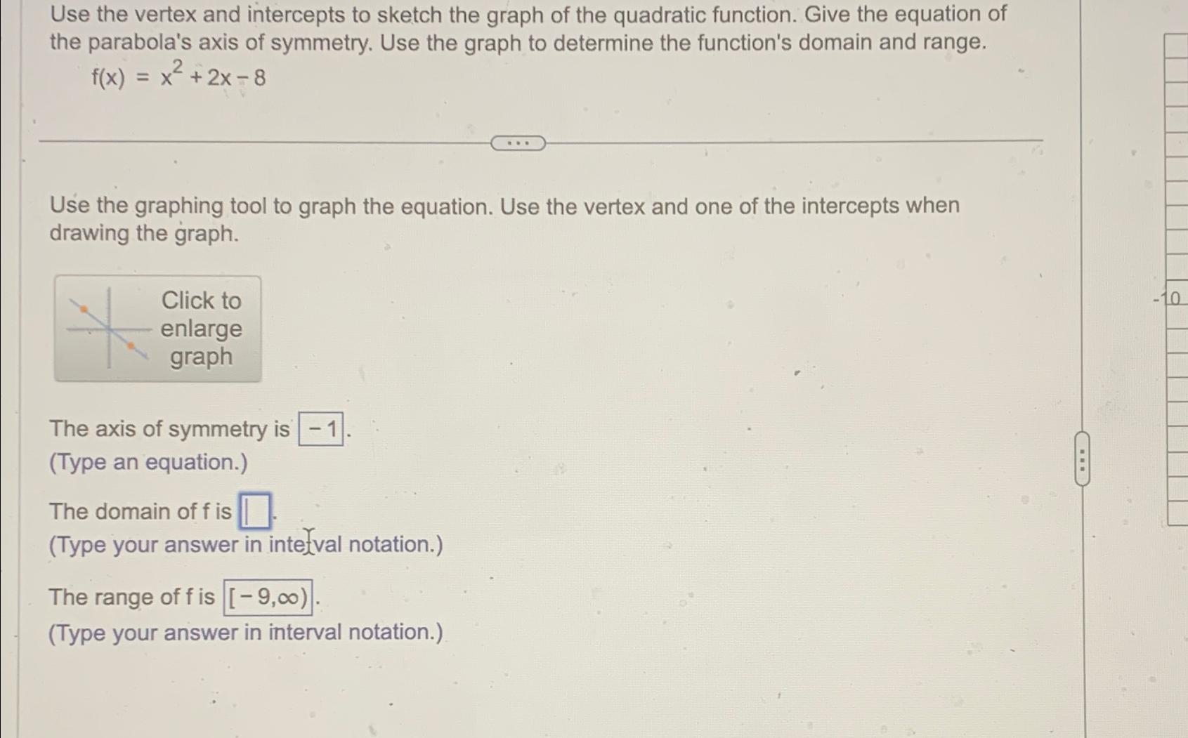 Solved Use the vertex and intercepts to sketch the graph of | Chegg.com