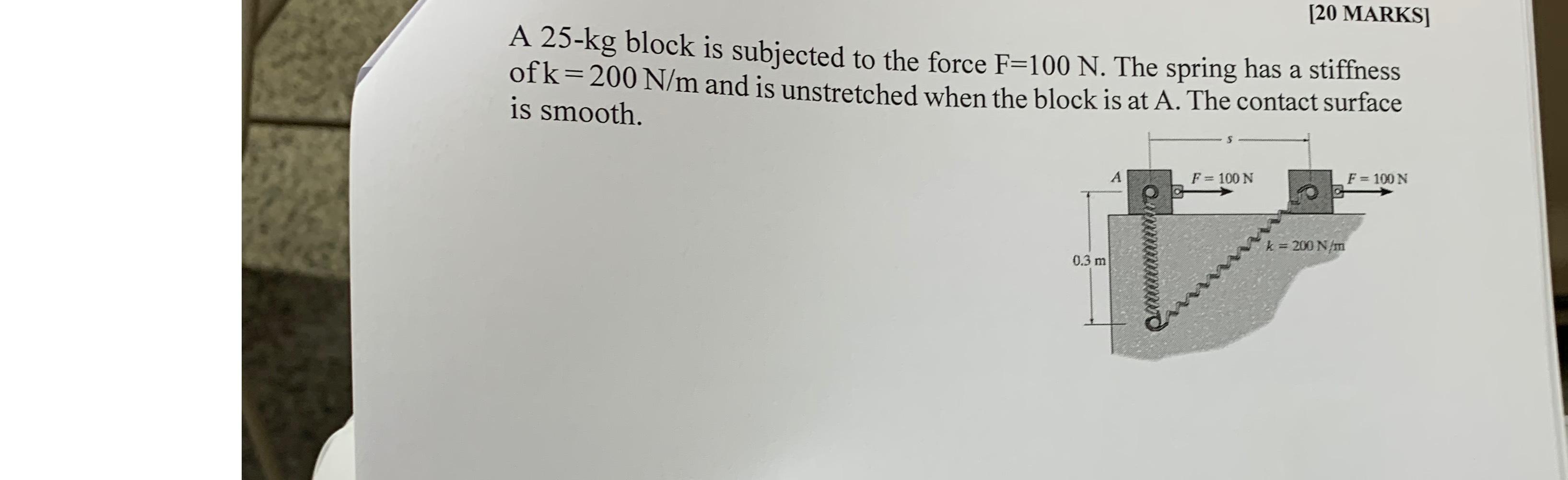 [20 ﻿MARKS]A 25-kg ﻿block is subjected to the force | Chegg.com
