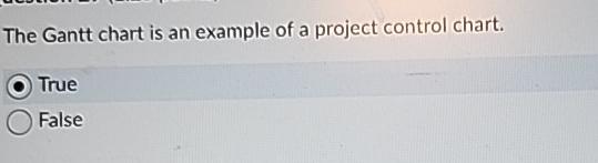 Solved The Gantt chart is an example of a project control | Chegg.com