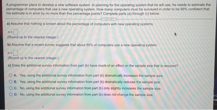 Solved A programmer plans to develop a new software system. | Chegg.com