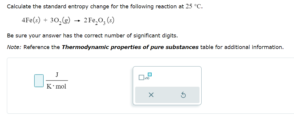 Calculate the standard entropy change for the | Chegg.com