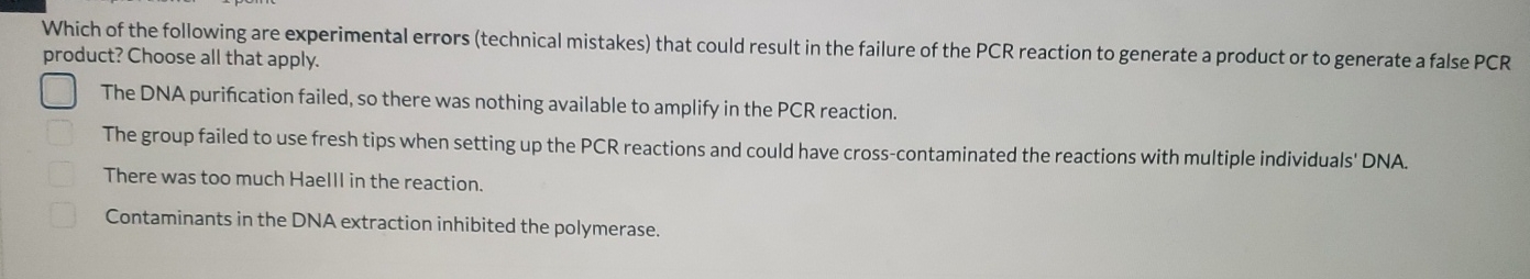Solved Which of the following are experimental errors | Chegg.com