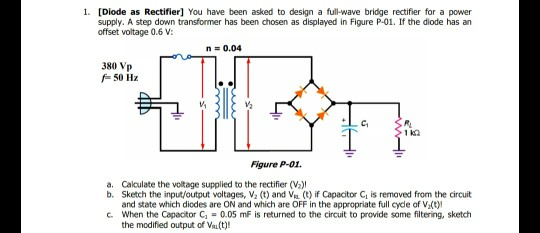 Solved 1. [Diode as Rectifier] You have been asked to design | Chegg.com