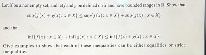 Solved Let X Be A Nonempty Set And Let F And G Be Defined 
