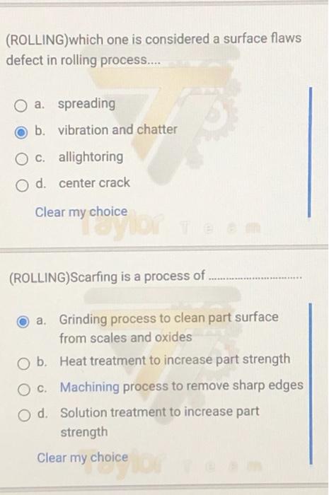 Solved (ROLLING)which one is considered a surface flaws | Chegg.com