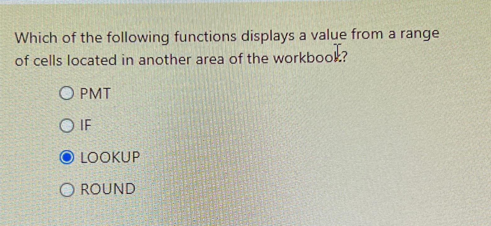 Solved Which of the following functions displays a value | Chegg.com