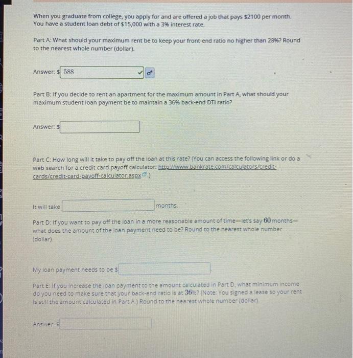 Solved You have a student loan debt of $15,000 with a 3% | Chegg.com