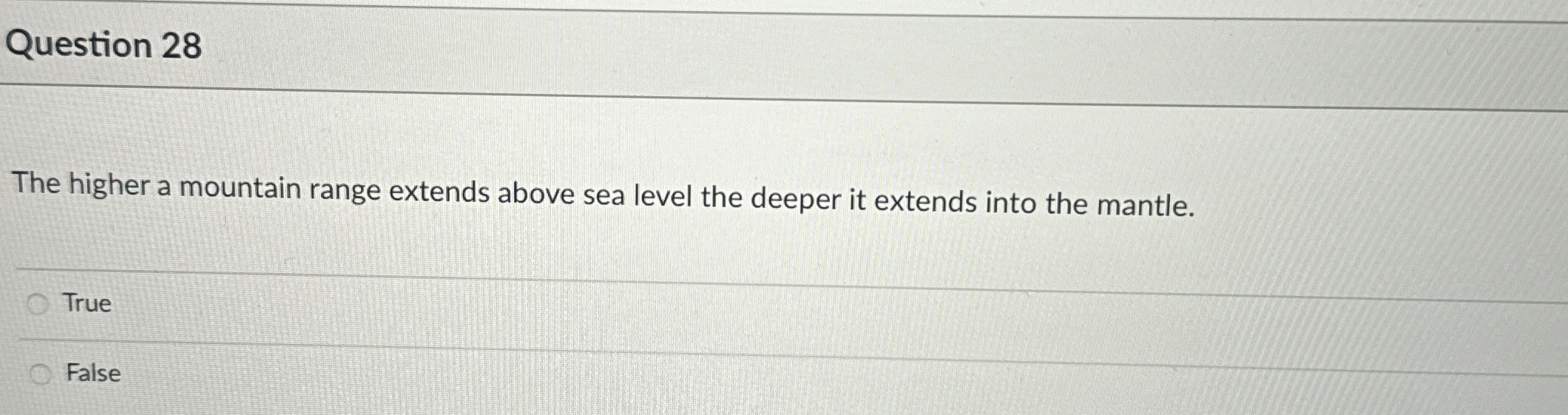 Solved Question 28The higher a mountain range extends above | Chegg.com