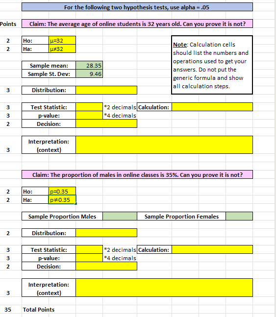 Solved Please find each answer for all highlighted yellow | Chegg.com