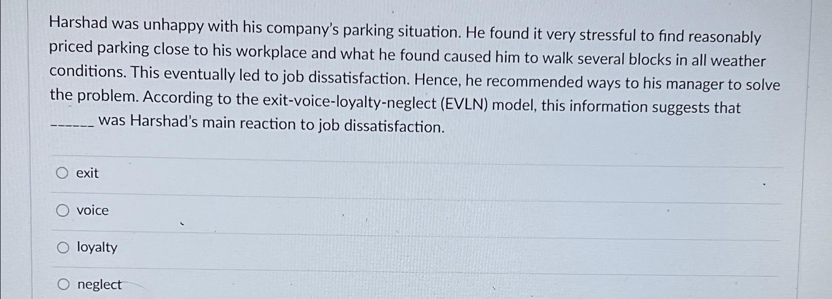 Solved Harshad was unhappy with his company's parking | Chegg.com