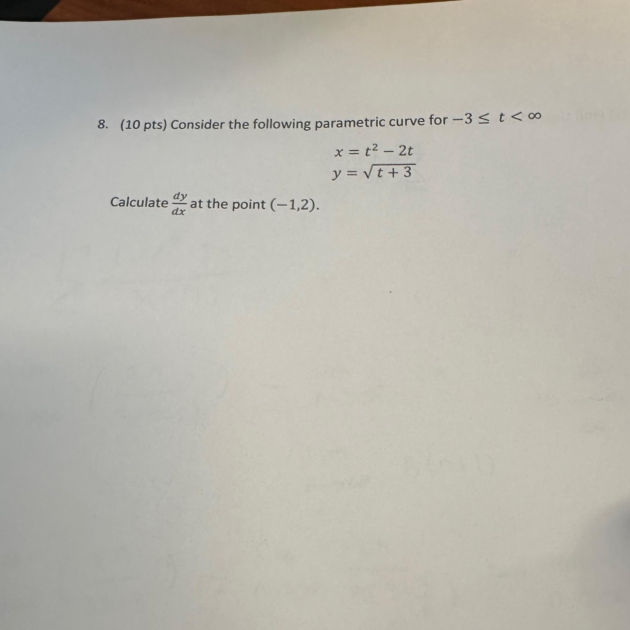 Solved (10 ﻿pts) ﻿Consider the following parametric curve | Chegg.com