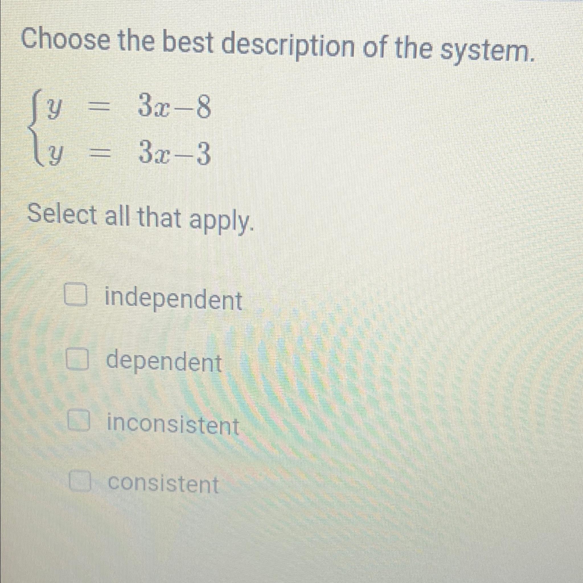 Solved Choose the best description of the | Chegg.com