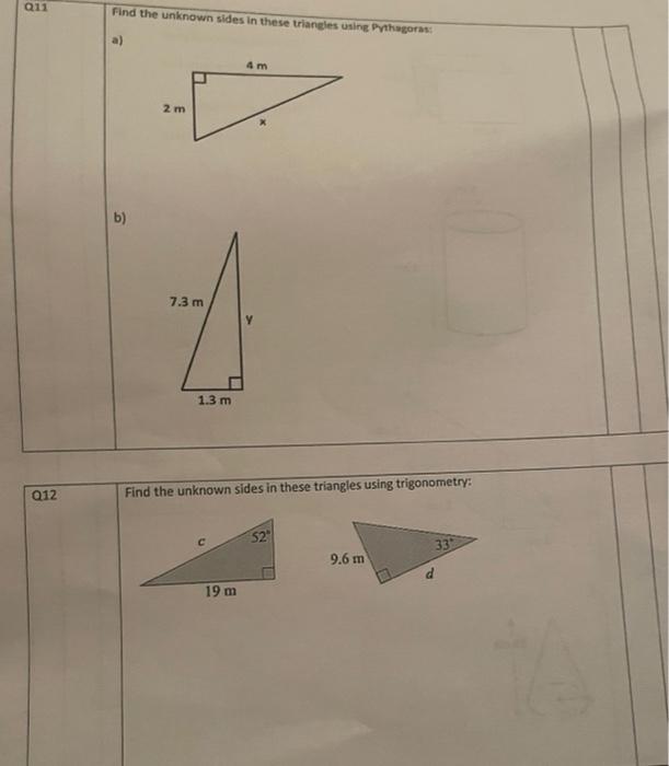 Solved Find the unknown sides in these trianeles using | Chegg.com
