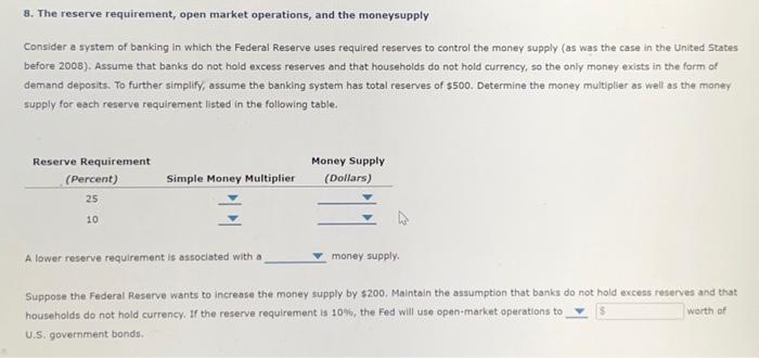 Solved simple money multiplier answer are 1,2.5,4,10,25momey | Chegg.com