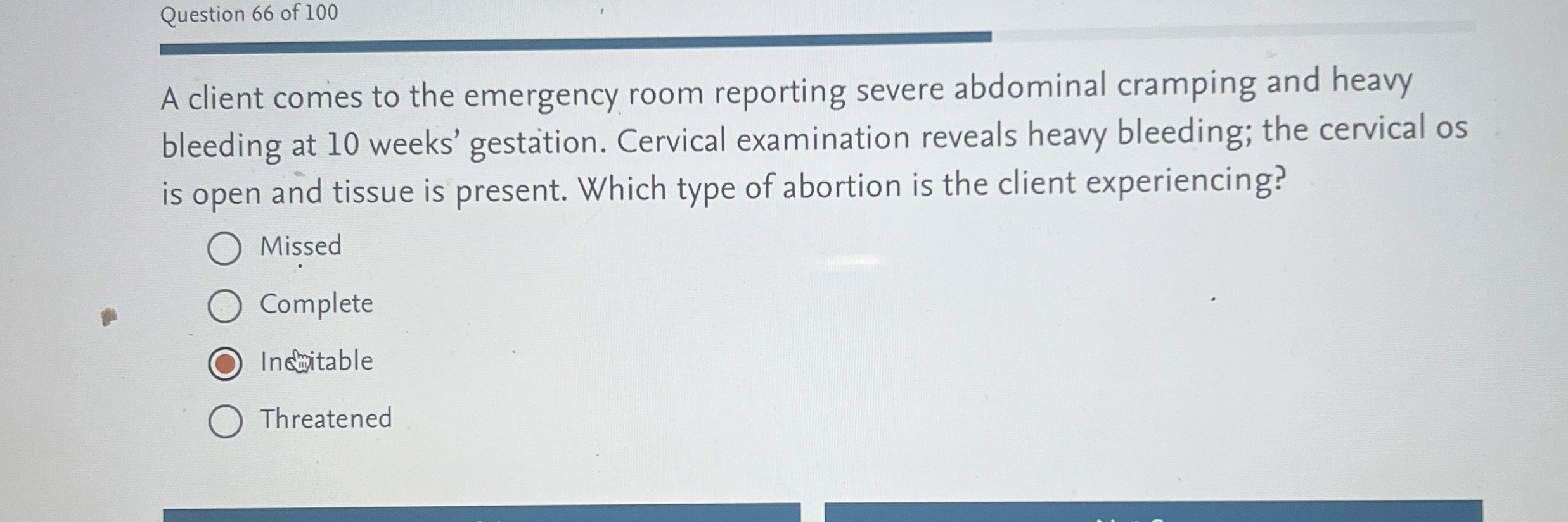 Solved Question 66 ﻿of 100A client comes to the emergency | Chegg.com