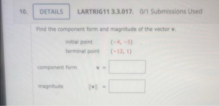 Solved Find the component form and magnitude of the vector | Chegg.com