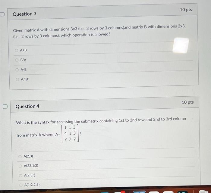Solved Given matrix A with dimensions 3×3 (i.e., 3 rows by 3 | Chegg.com