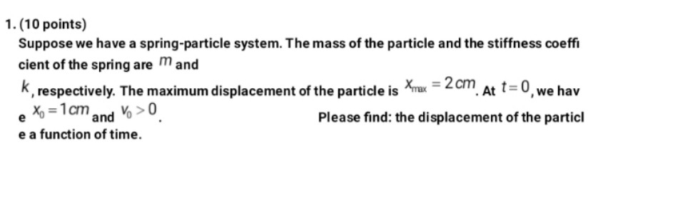 Solved Suppose we have a spring-particle system. The mass of | Chegg.com