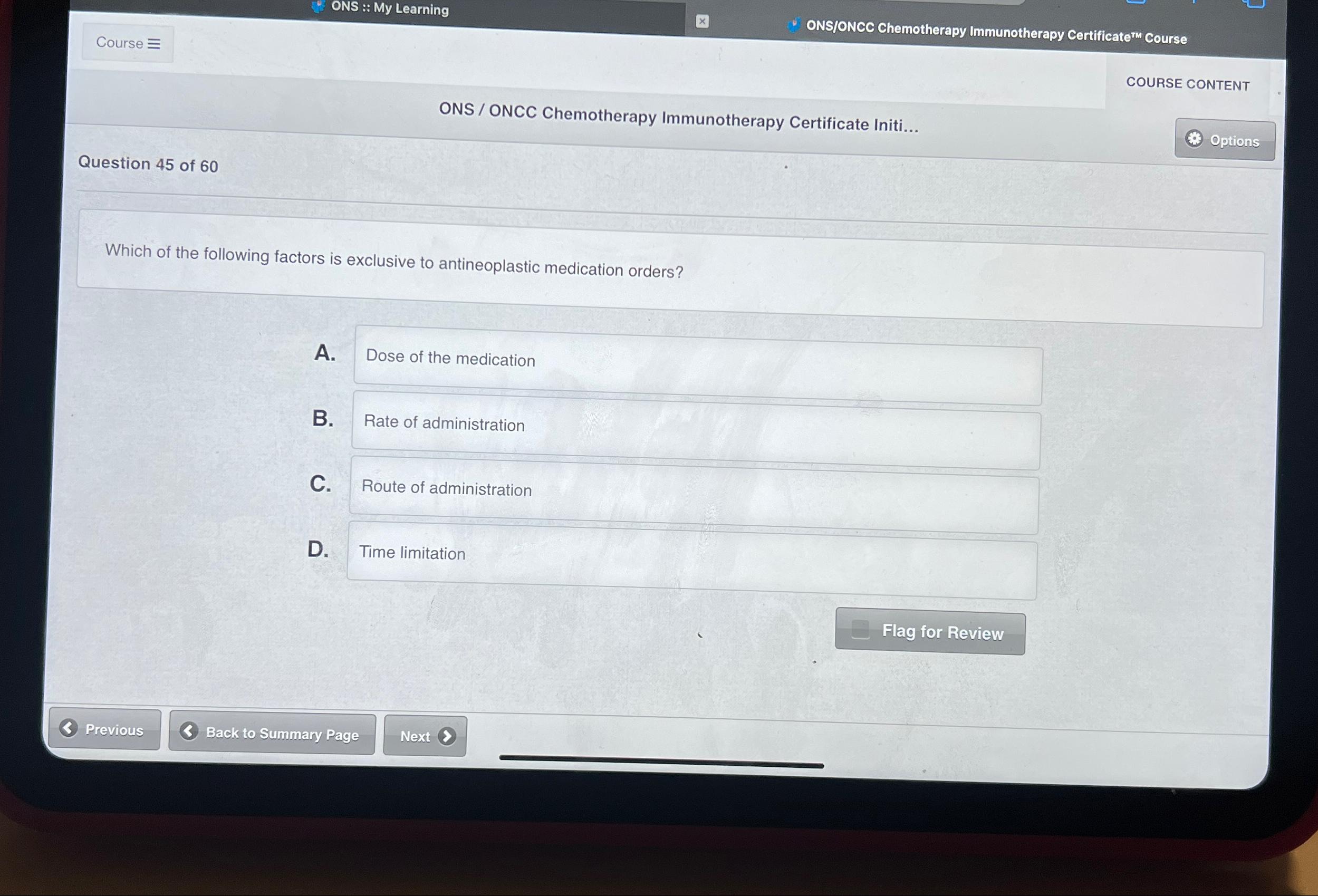 Solved ONS : My LearningONS/ONCC Chemotherapy Immunotherapy | Chegg.com