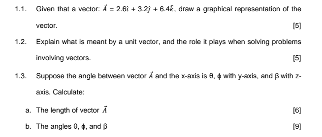 Solved 1.1. ﻿Given that a vector: | Chegg.com