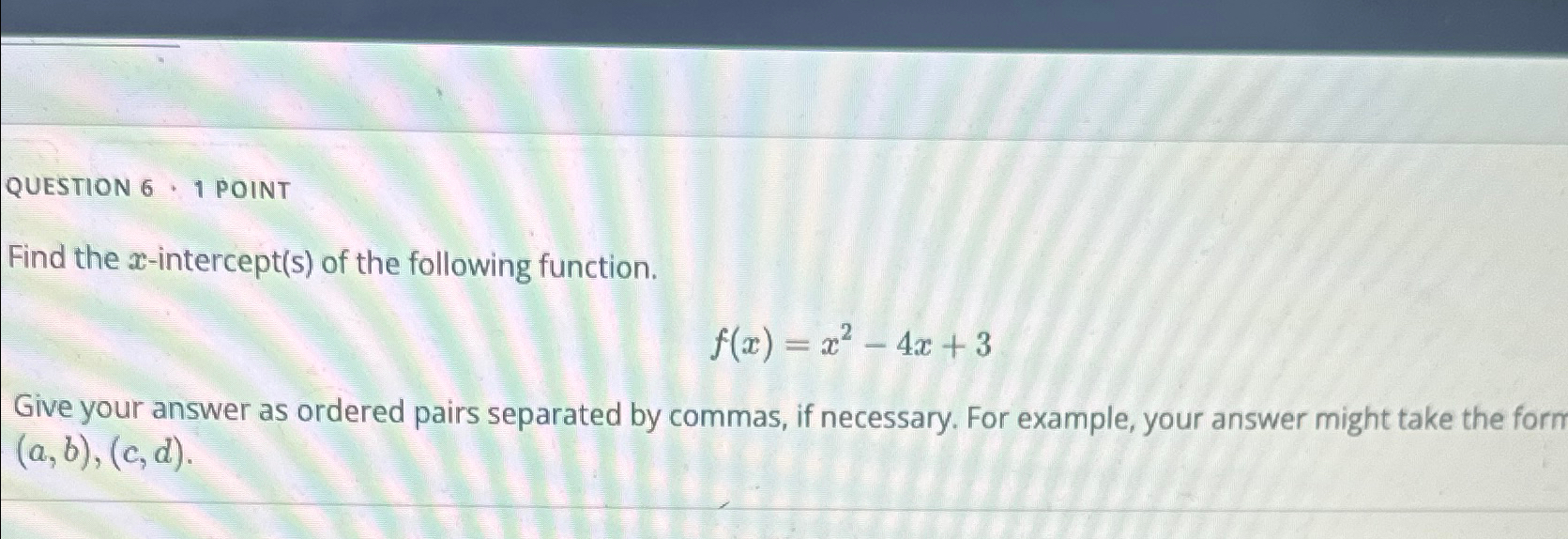 Solved QUESTION 6 - 1 ﻿POINTFind the x-intercept(s) ﻿of the | Chegg.com
