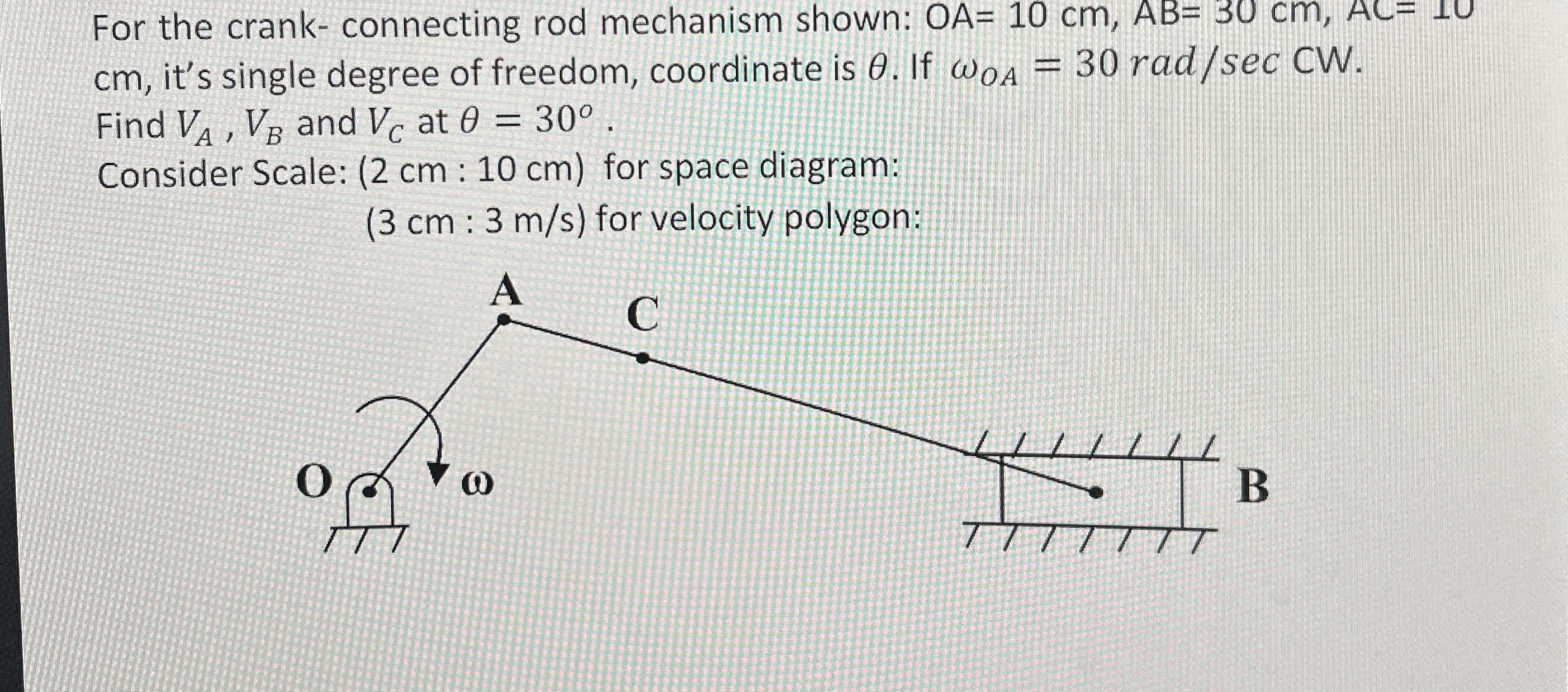 Solved For the crank-connecting rod mechanism shown: | Chegg.com