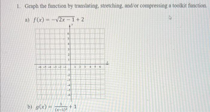 Solved 1. Graph the function by translating, stretching, | Chegg.com
