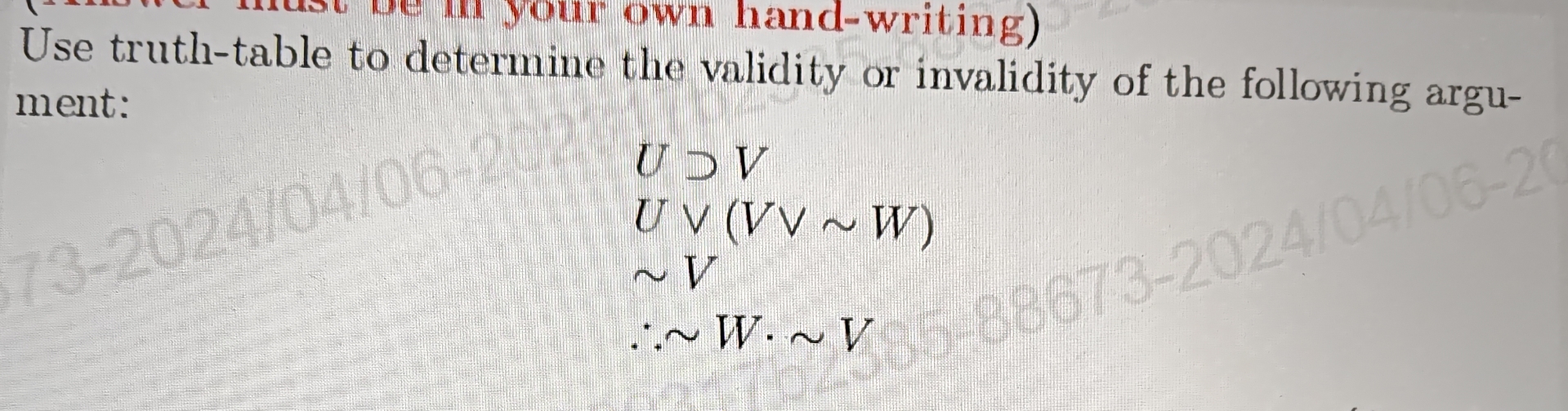 Solved Use truth-table to determine the validity or | Chegg.com