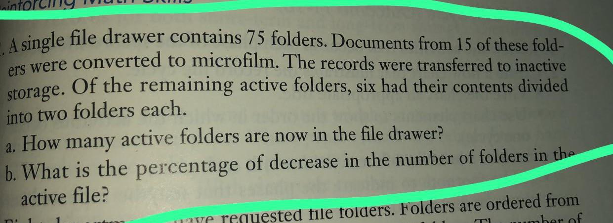 Solved A single file drawer contains 75 folders. Documents | Chegg.com